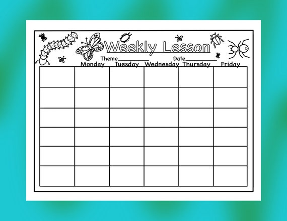 Preschool/daycare Bug Themed Lesson Plan Template - Etsy