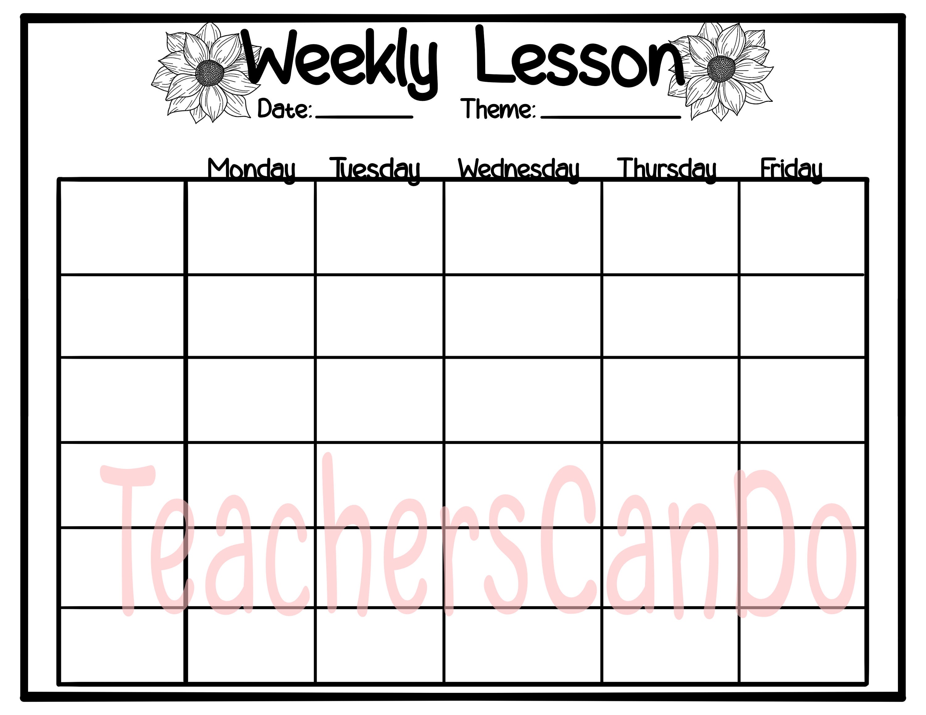 Floral Weekly Lesson Planner - Instant Download - Etsy