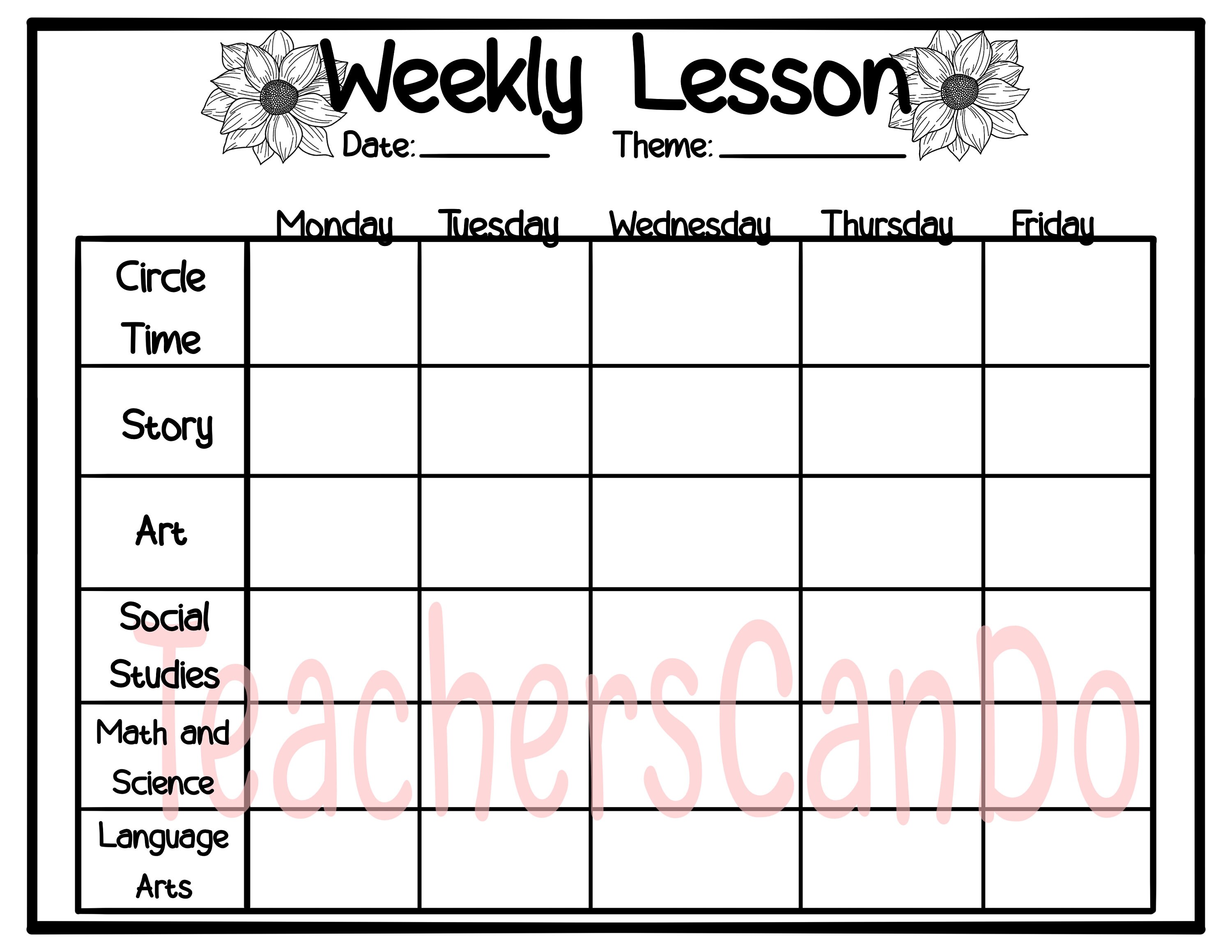 Floral Weekly Lesson Planner Instant Download - Etsy