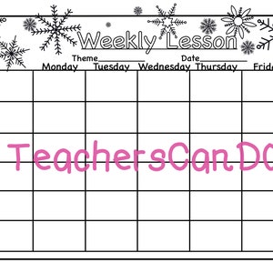 Snowflake Themed Lesson Plan Template, Preschool, Prek - Etsy