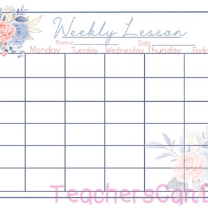 Soft Flowery Design Lesson Plan Template - Instant Download - Etsy
