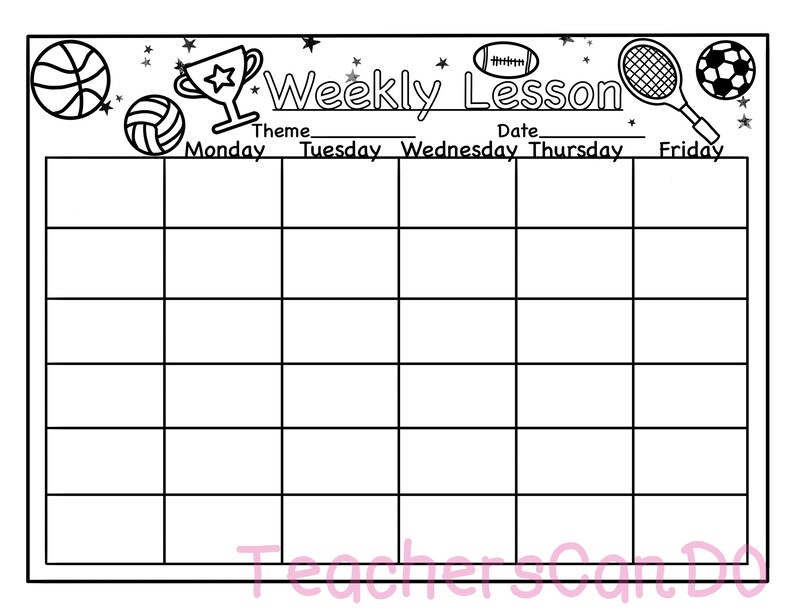 Sports Themed Lesson Plan Template - Instant Download - Etsy