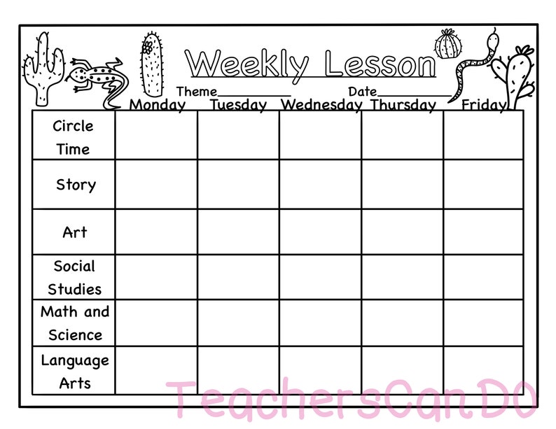 Desert Theme Lesson Plan Template Instant Download - Etsy