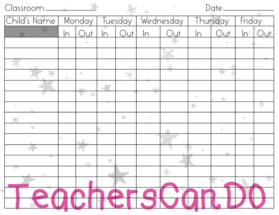 Parent Sign-in/out Sheets for Preschool and Daycare - 4 Themes ...