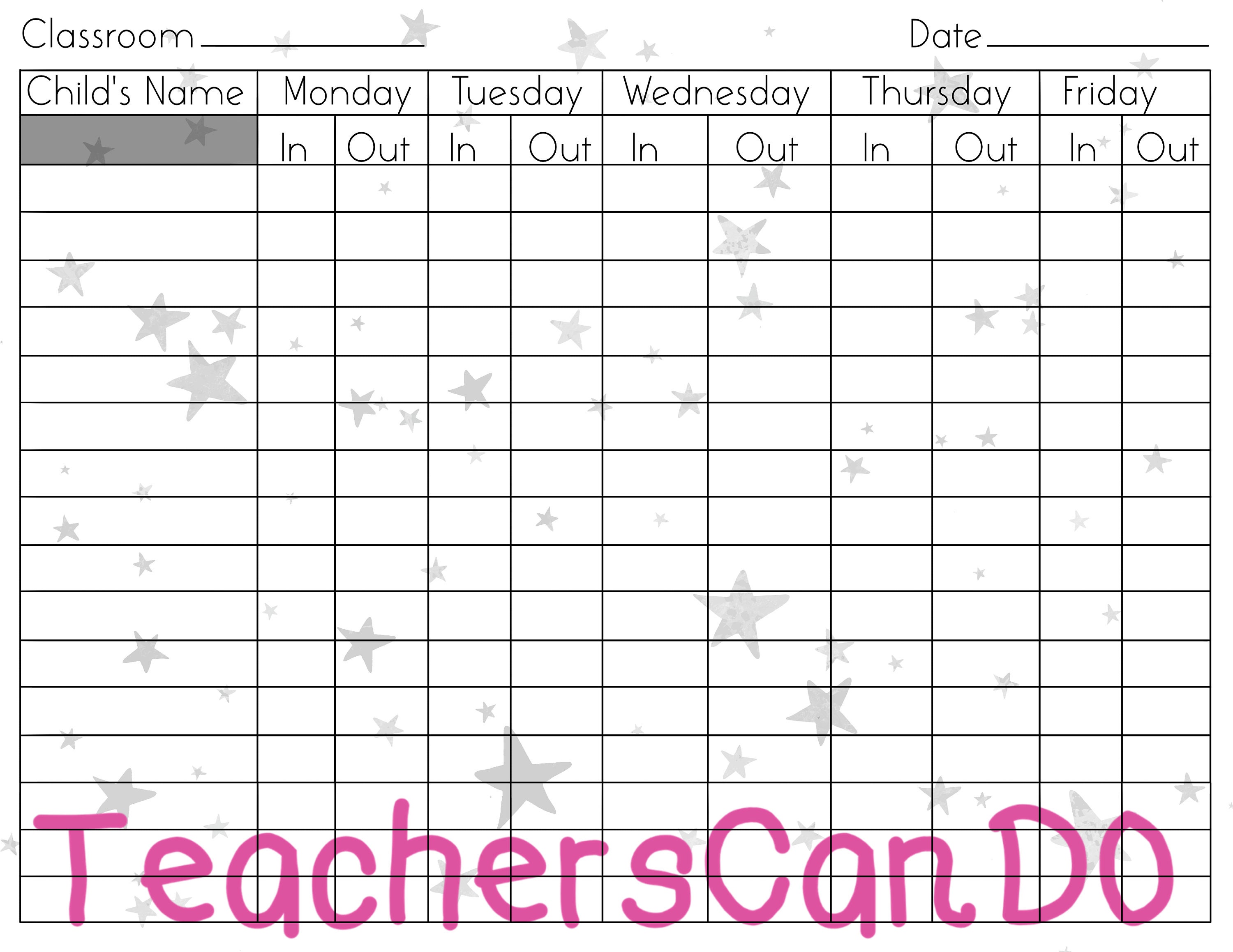 Parent Sign-in/out Sheets for Preschool and Daycare - 4 Themes ...