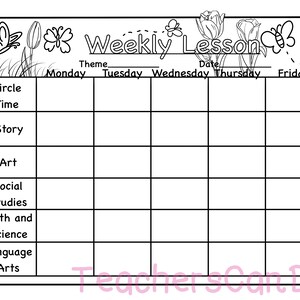 Butterfly Theme Lesson Plan Template - Instant Download - Etsy