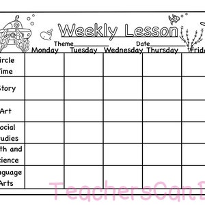 Ocean Themed Weekly Lesson Planner - Instant Download - Etsy