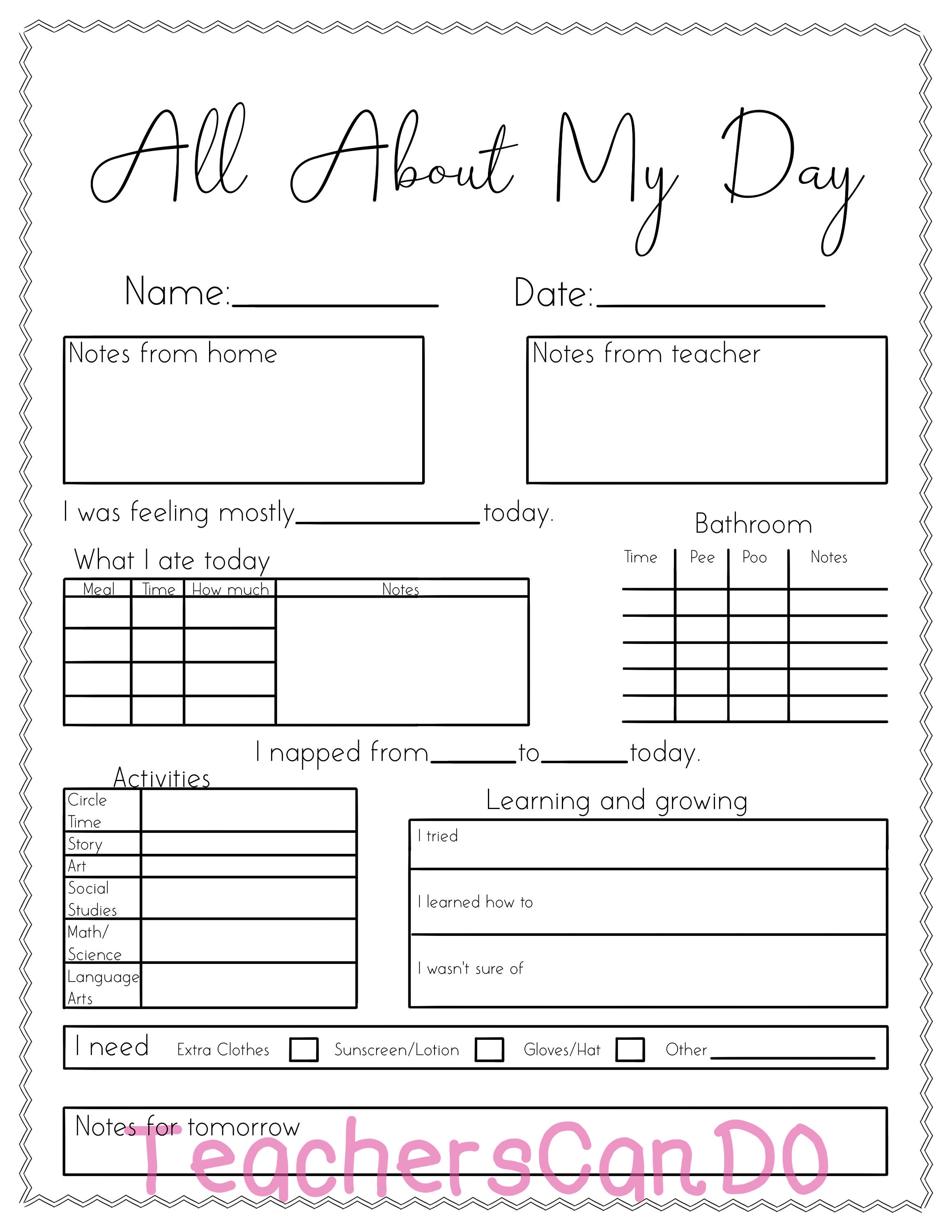 Fun and Detailed Digital Daily Report Template - Instant Download - Etsy