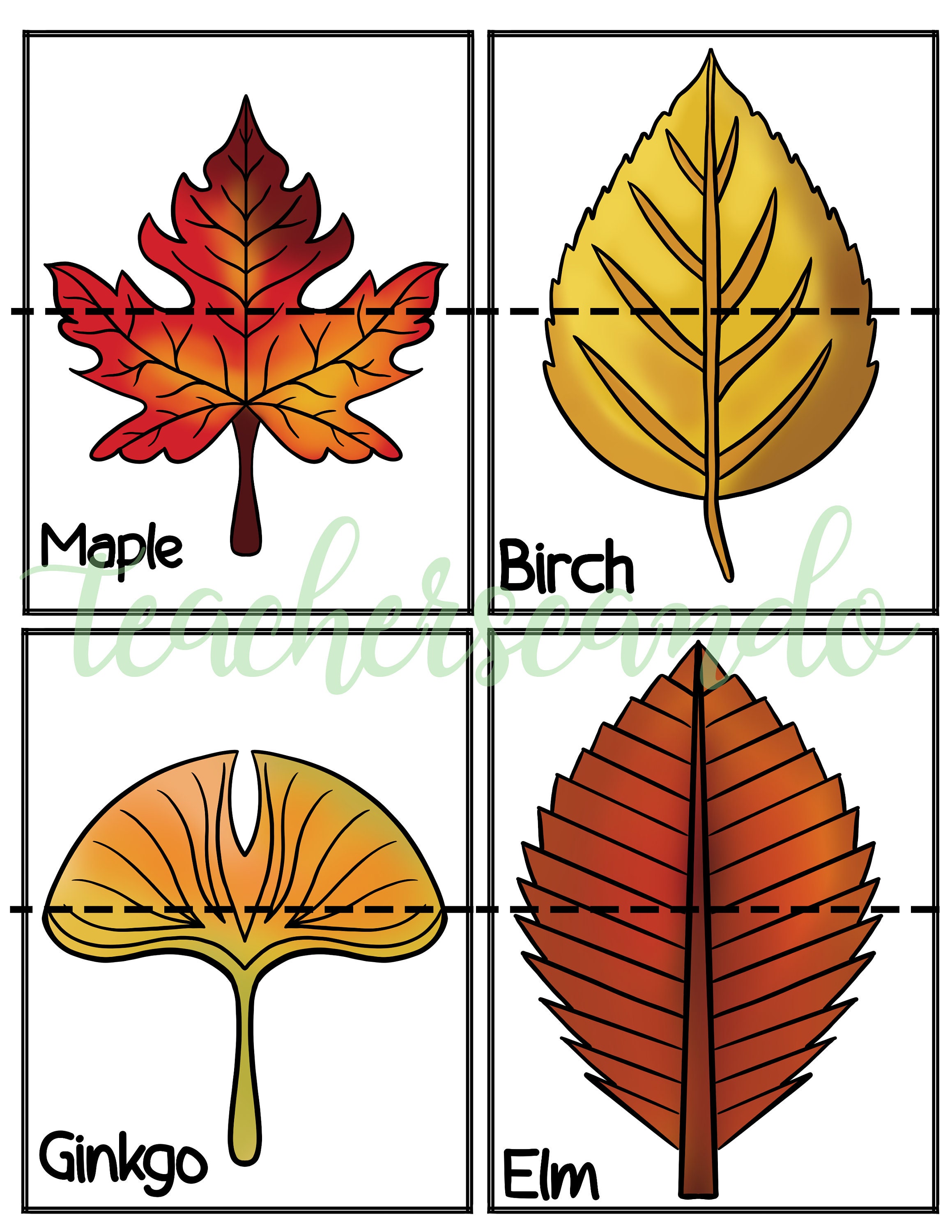 Fall Leaf Matching Game- Printable Activity for Preschool and Daycare ...