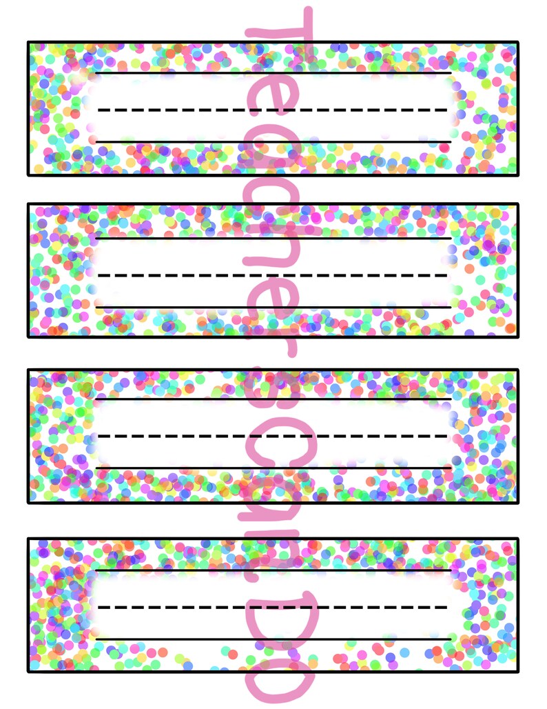 Confetti Labels for Preschool and Daycare - Add a Fun and Colorful ...