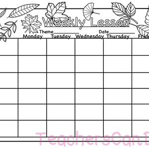Fall Leaves Themed Preschool Lesson Plan Template - Instant Download - Etsy