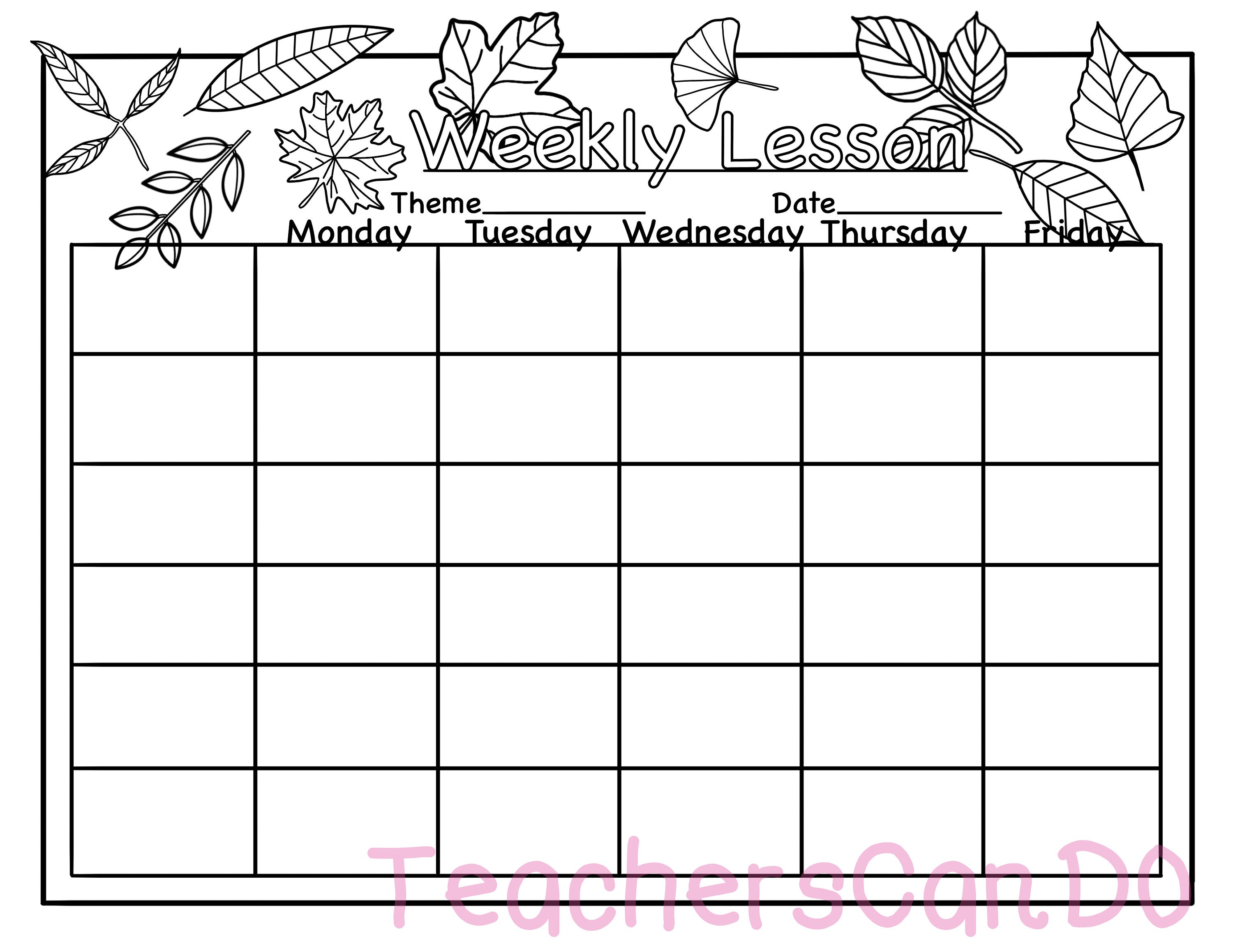 Fall Leaves Themed Preschool Lesson Plan Template - Instant Download - Etsy