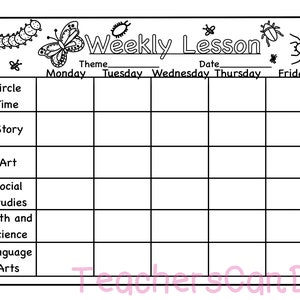 Preschool/daycare Bug Themed Lesson Plan Template - Etsy