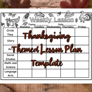 Thanksgiving Weekly Lesson Plan Template - Instant Download - Etsy