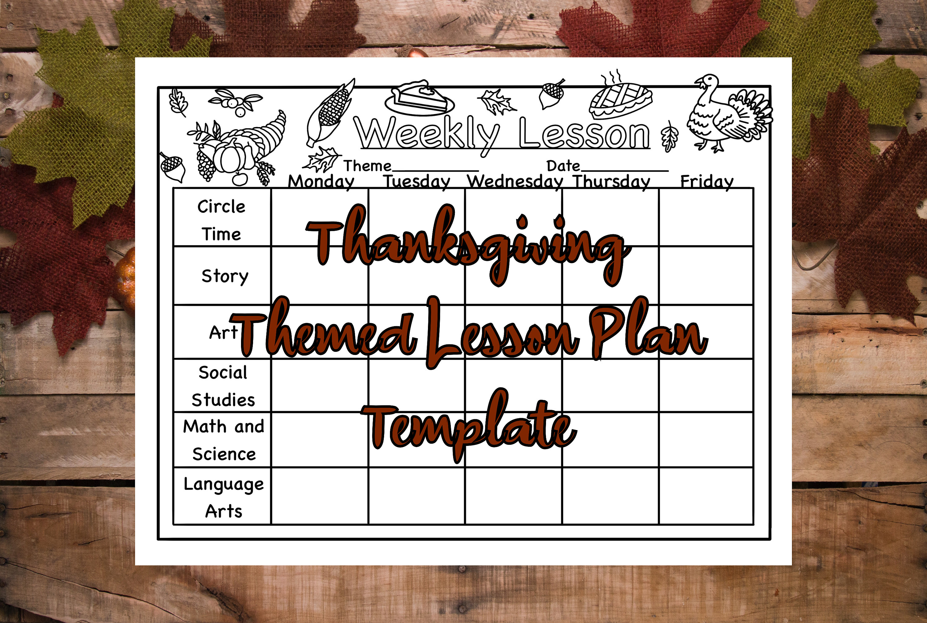 Thanksgiving Weekly Lesson Plan Template - Instant Download - Etsy