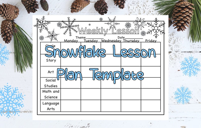 Snowflake Themed Lesson Plan Template, Preschool, Prek - Etsy