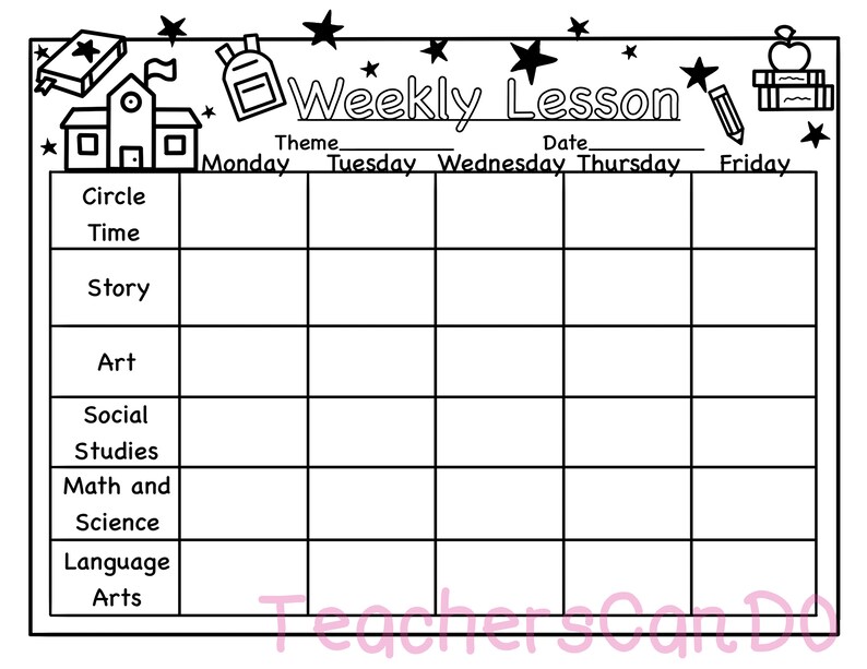 Back to School Themed Lesson Plan Template - Instant Download - Etsy