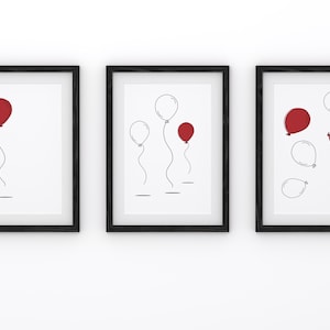 Line Art - Single Balloon Illustration - Minimalist Artwork Print- A5 ...