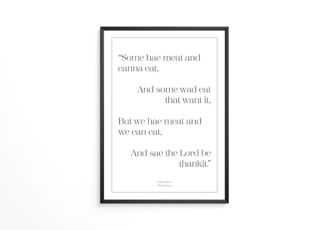 Selkirk Grace - Robert Burns Verse Print - Celebrate Scotland's ...