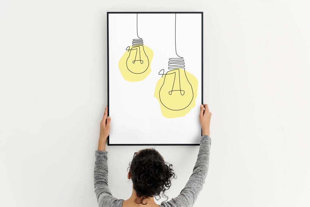 Line Art Double Light Bulb Minimalist Design - Etsy