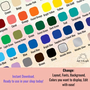 Editable Starcraft HD Vinyl Color Chart Instant Download Digitally ...