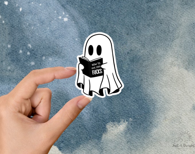 Ghost Sticker I Ghost Reading Book I Funny Ghost Sticker I Book Reader ...
