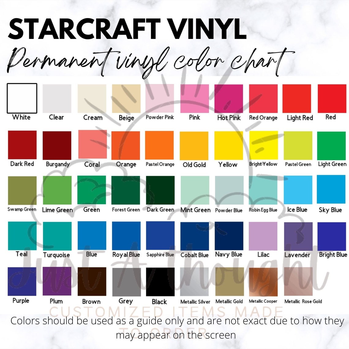 Starcraft HD Vinyl Color Chart and JPG Printable Use - Etsy Canada