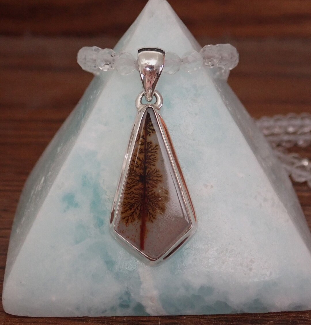Shazar Dendrites Agate 925 Sterling Silver Pendant Crystal Quartz ...