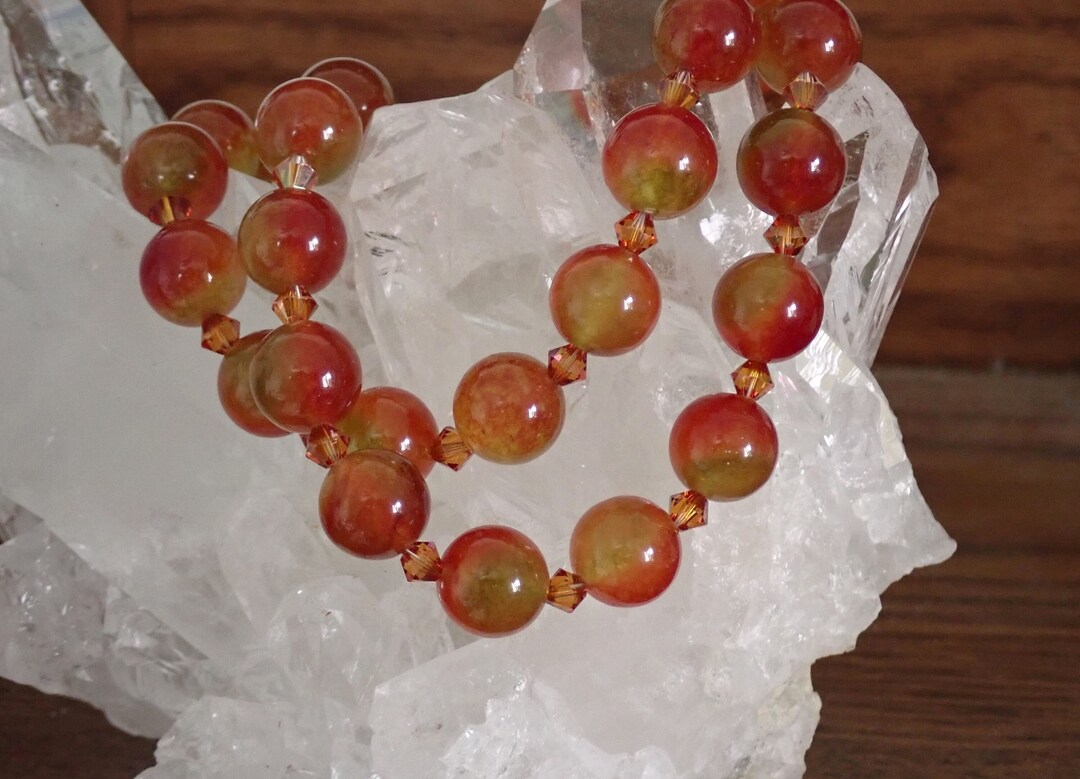 Orange Yellow Malay Jade 10mm Gemstones Crystals Necklace - Etsy