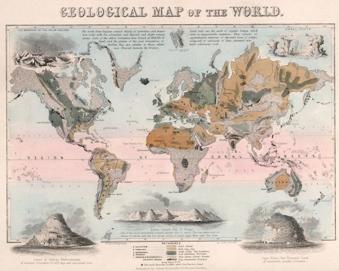 Geological Map of the World Poster - Etsy UK