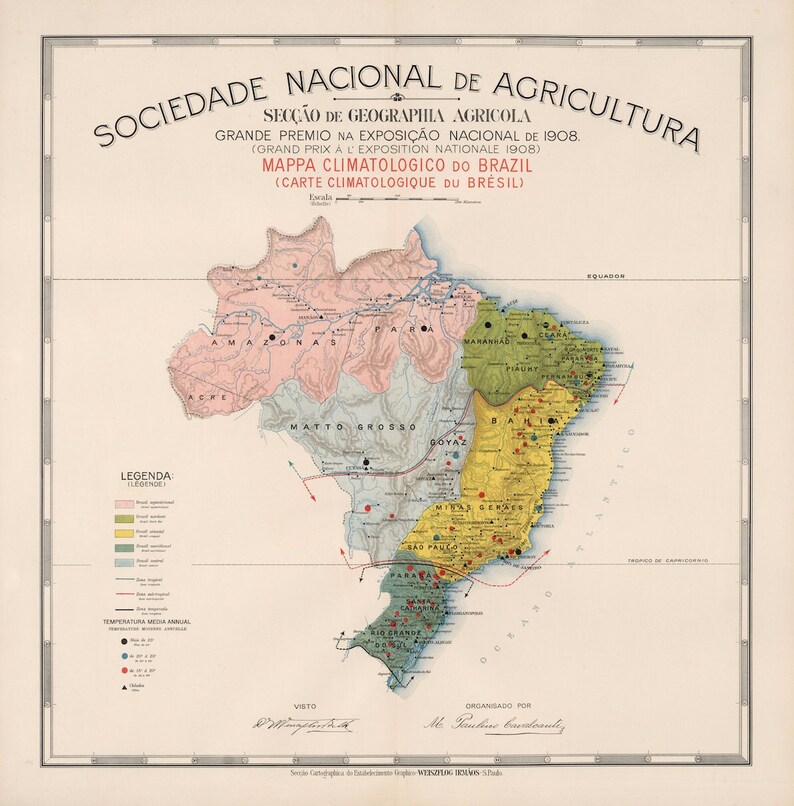 Climate Map of Brazil - Etsy