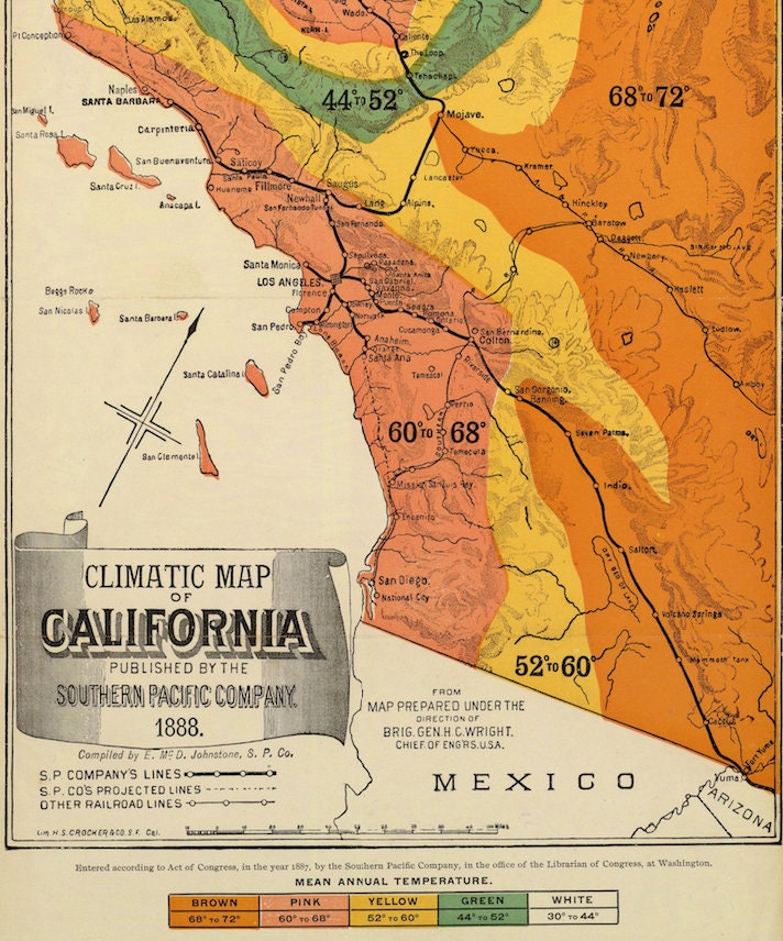 Climatic Map of California Poster - Etsy