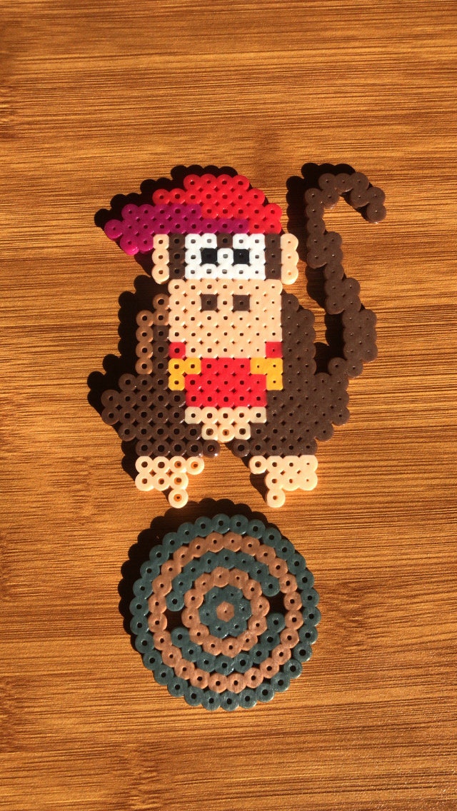 Monkey Perler Bead Sprite W Stand , Perler Figurine , Video Game Bead ...