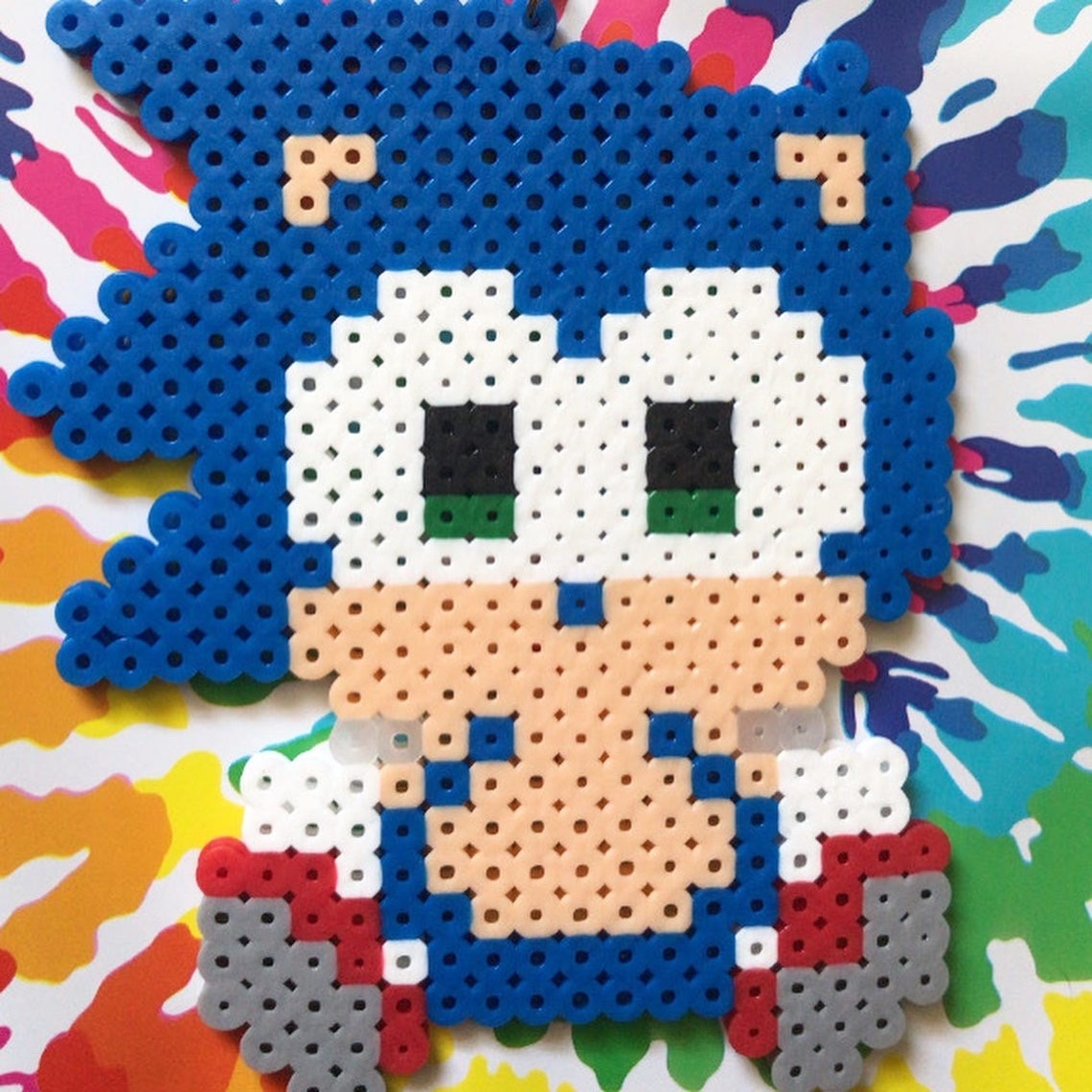 Blue & Black Hedgehog Perler Beads - Hedgehog Keychains - Hama Bead ...
