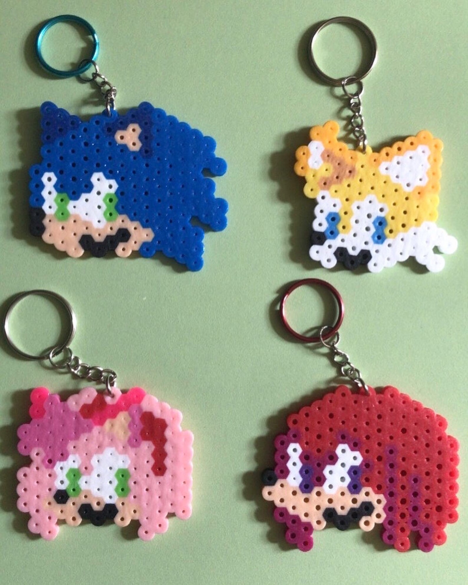 Perler Bead Keychains , Handmade Sonic Characters , Pixel Art , Gamer ...