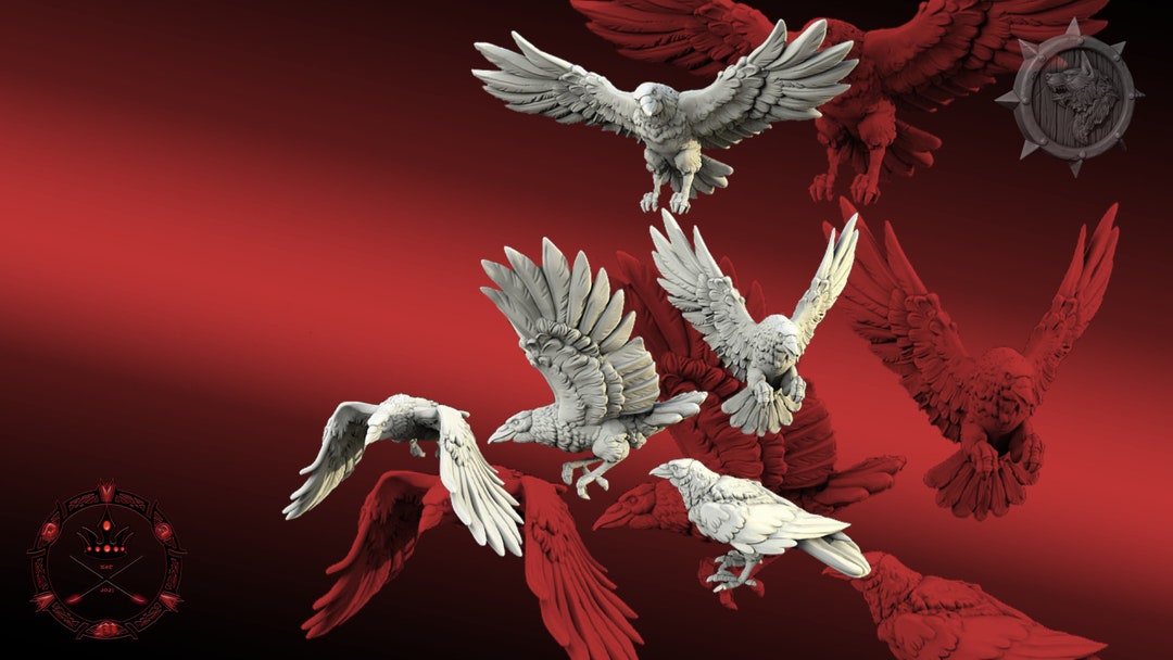 Crows -set of 5 | White Werewolf Tavern |3D Resin Print| Dnd,tabletop ...
