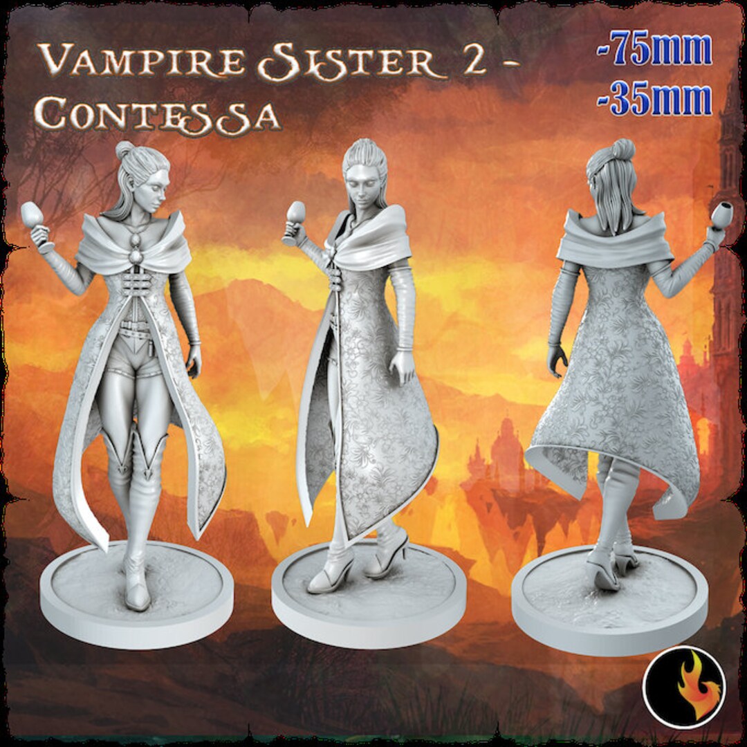 Vampire Sister Contessa RSK3D 3D Resin Printed Unpainted,3d Printed,dnd ...
