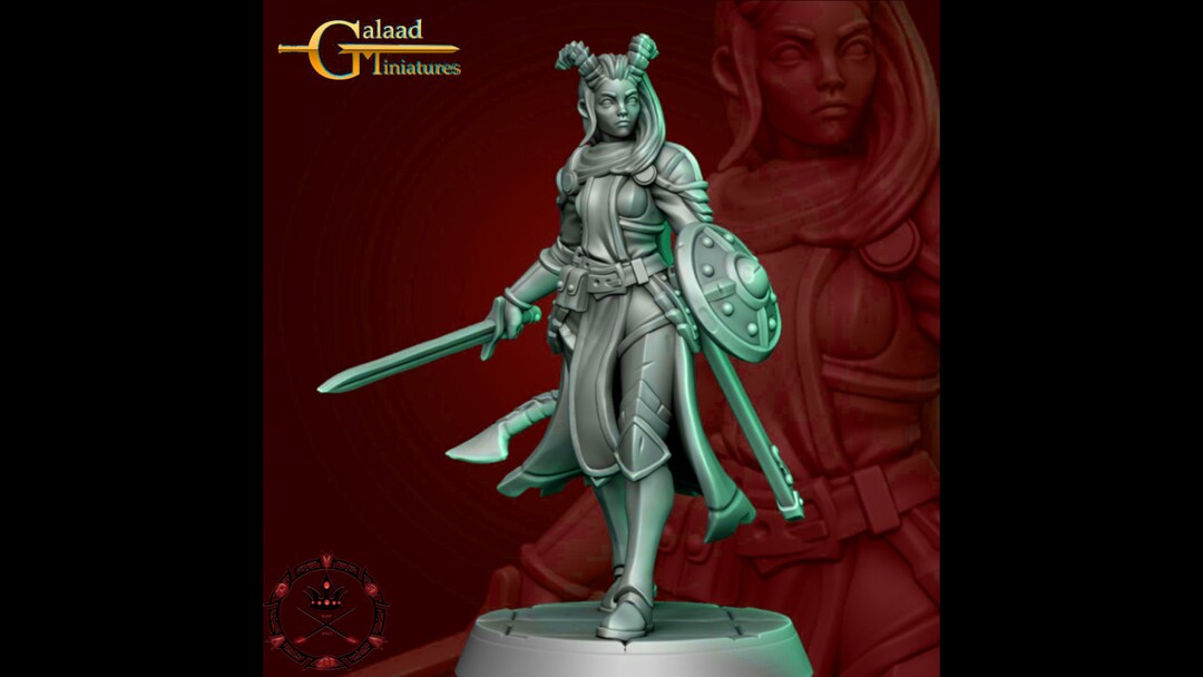 Tiefling Knight | Galaad Miniatures | 3D Resin Print| Female Warrior ...