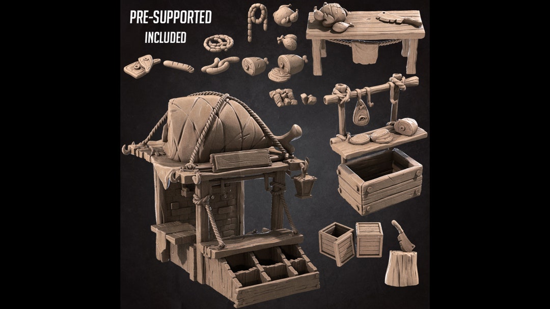 Butcher Stall Terrain/scenery Set Bite the Bullet 3D Printed 3D Printed ...