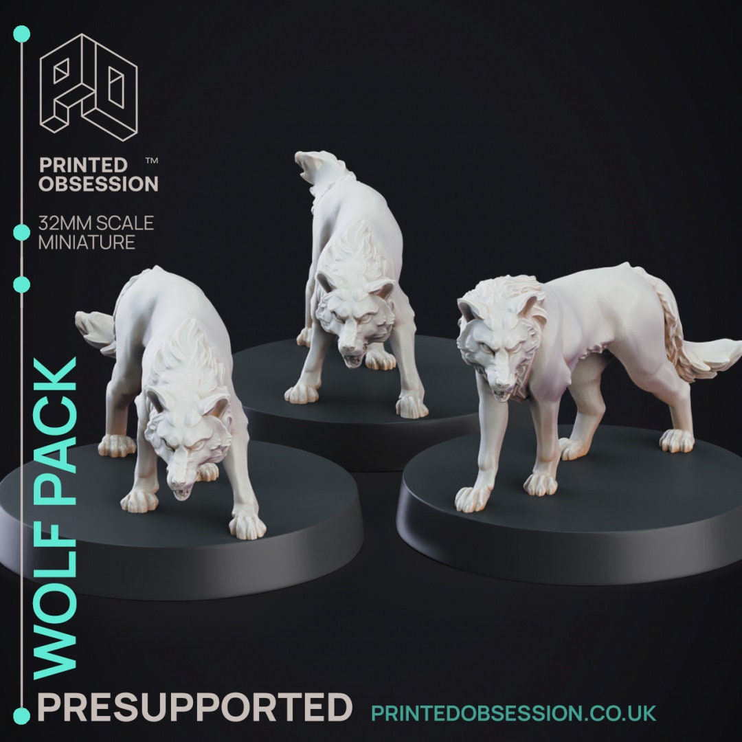 Wolf Pack Set of 3 Printed Obsession 3D Resin Printed Dnd,3d Printed ...