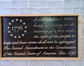 2nd Amendment Flag Wavy Wood Flag - Etsy