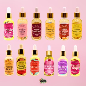 Set of 12 Scented 1 Oz. Body Oils, Fruit Loops, Unicorn, Strawberry ...