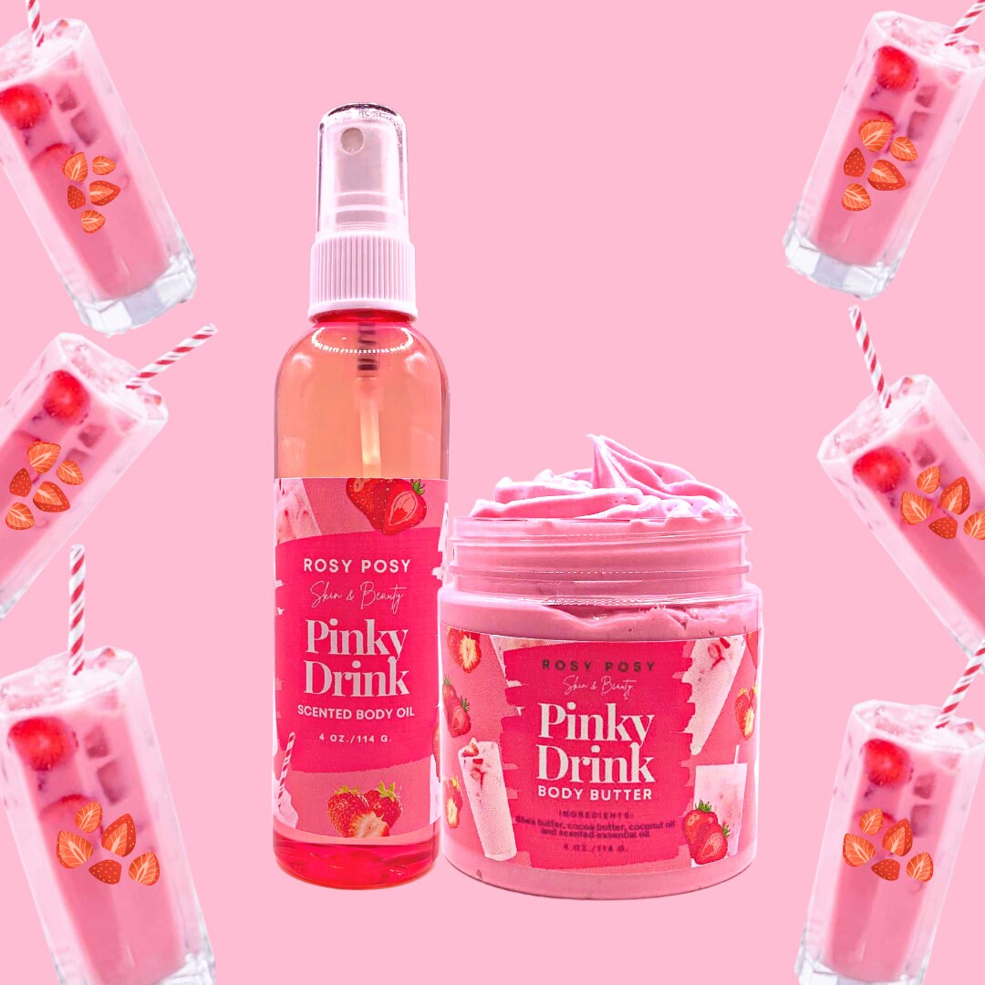 Pinky Drink Bundle, 4oz. Whipped Body Butter and 4 Oz. Spray Body Oil ...