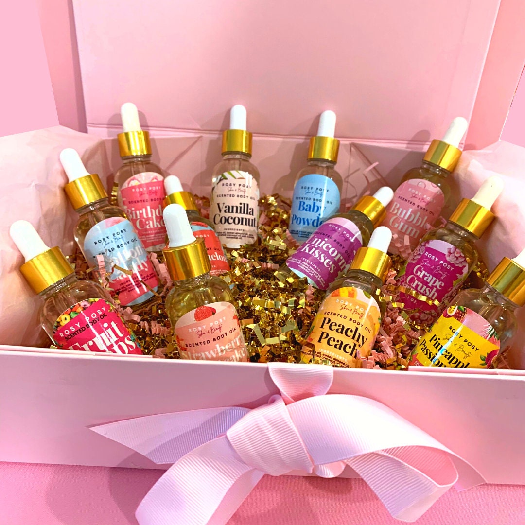 Gift Set Box of 12 Scented 1 Oz. Body Oils, Fruit Loops, Unicorn ...