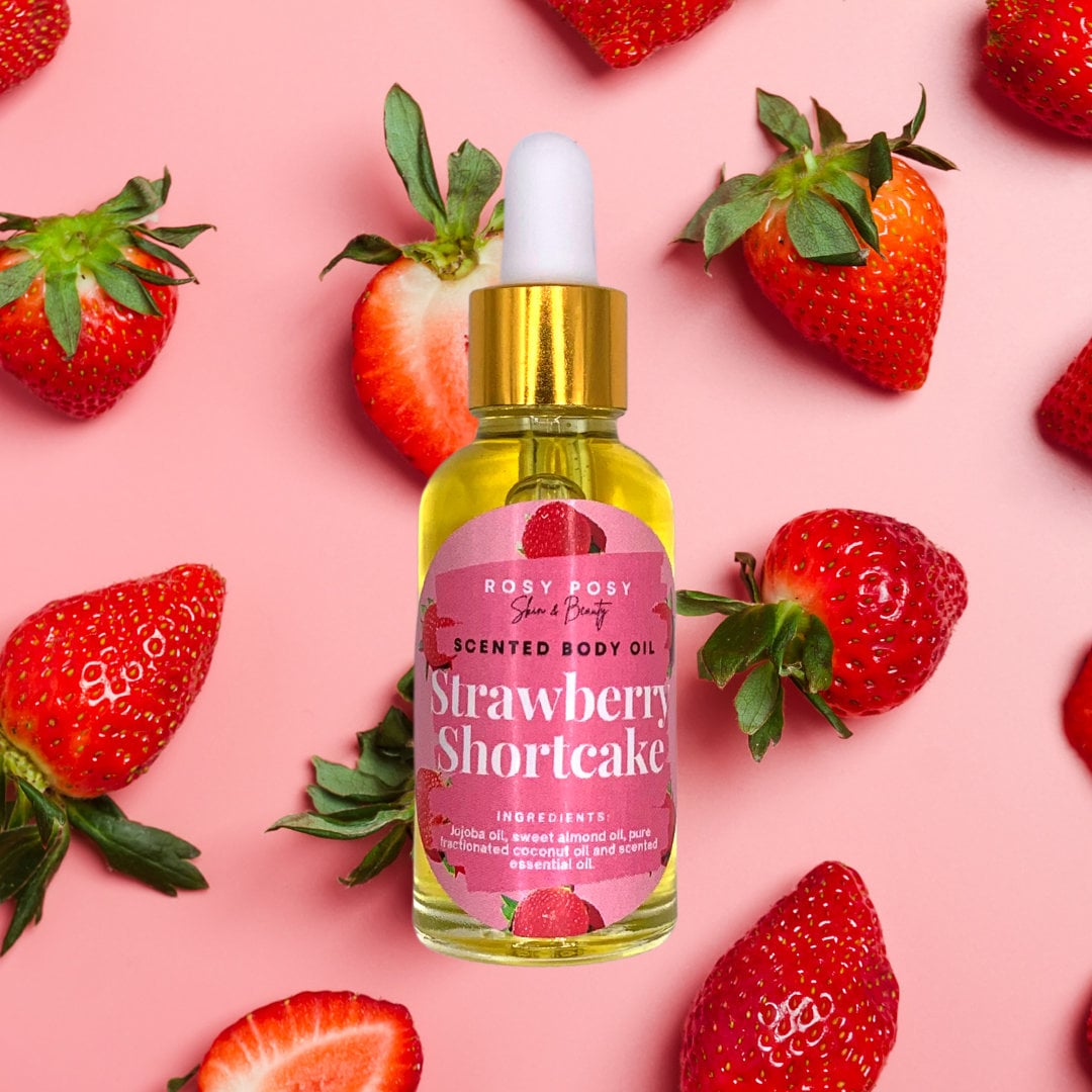 1 Oz. Strawberry Shortcake Scented Body Oil, Strawberry Body Glow Oil ...