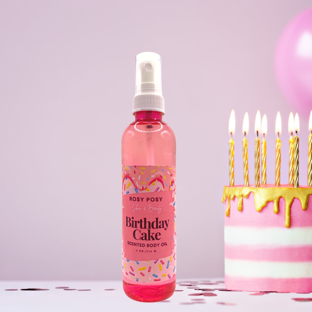 4 Oz. Birthday Cake Scented Body Oil, Birthday Cake Glow Oil, Cake ...