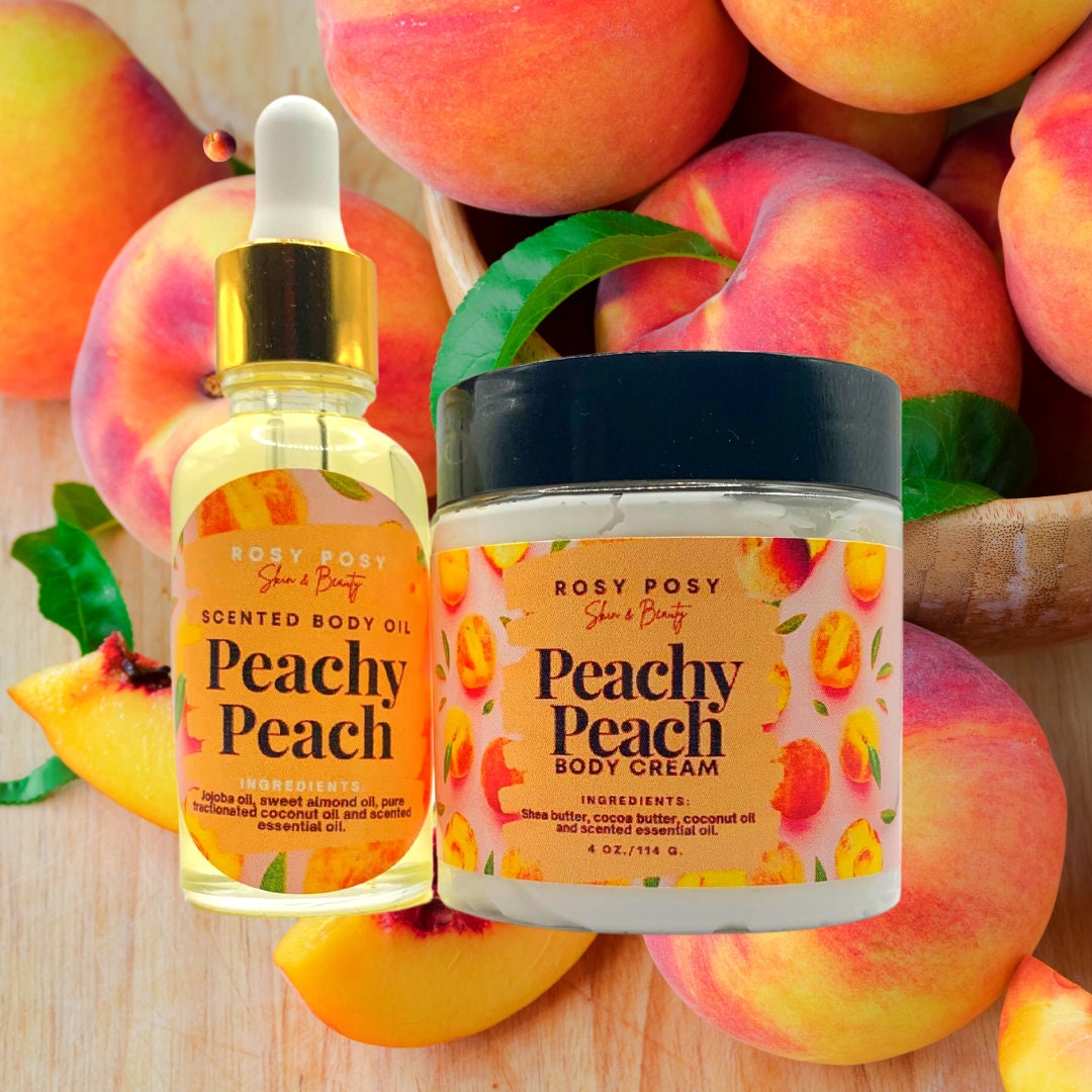 Peachy Peach Body Bundle- 4 Oz. Peach Body Cream & 1 Oz. Peach Scented Body Oil, Peach, Peachy ...