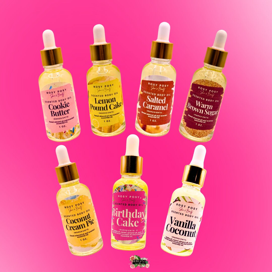 Set of 7 Bakery Scented 1 Oz. Body Oils, Gourmand, Brown Sugar, Salted ...