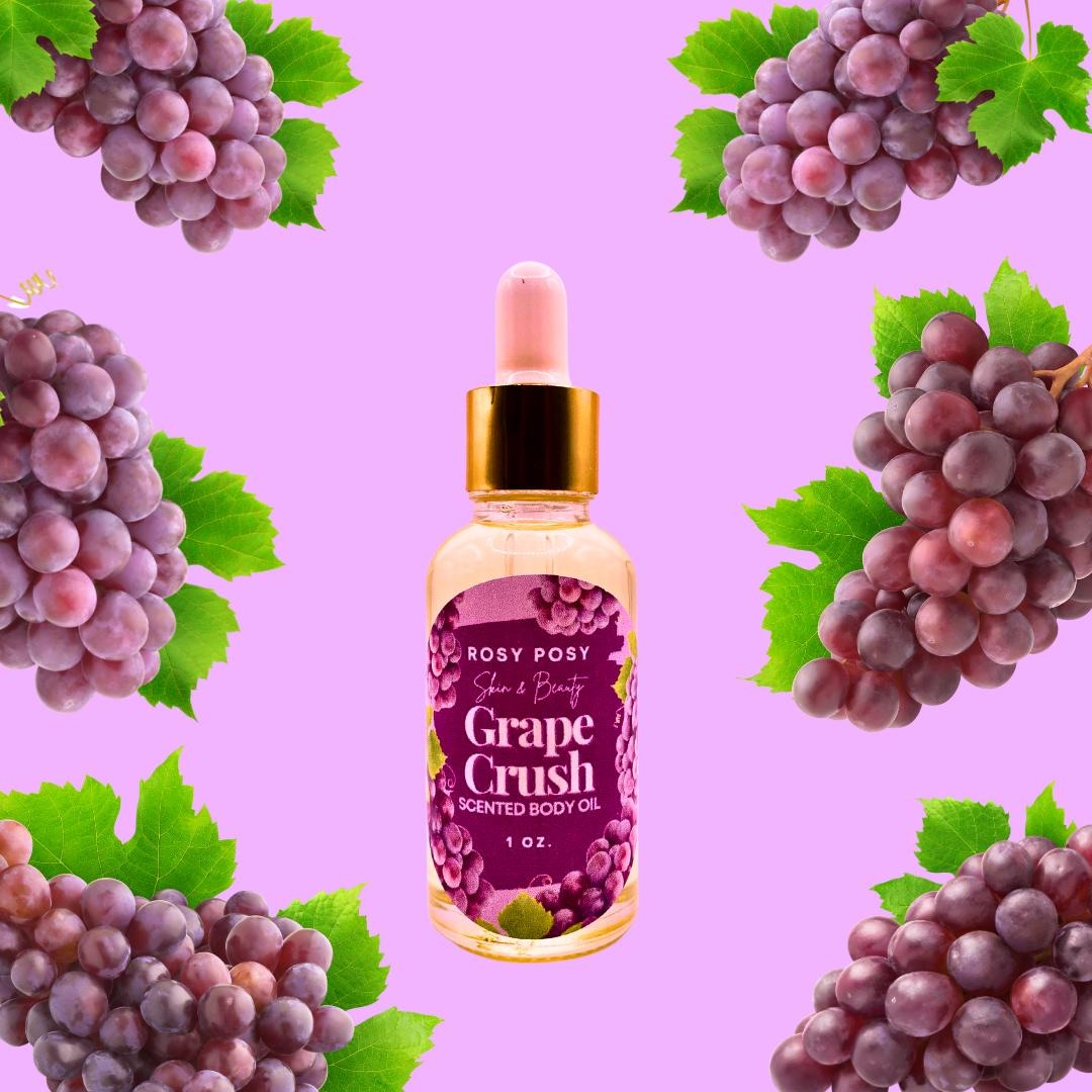 Grape Crush Body Oil, 1 Oz. Glass Dropper Bottle, Sweet Grape Scent ...