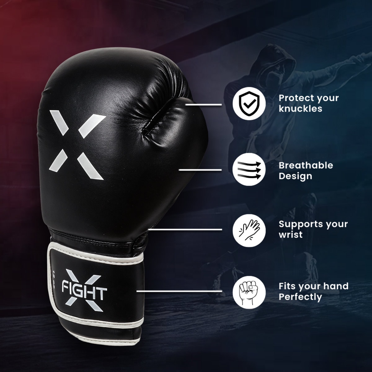 Fightx Boxing Gloves for Men & Women MMA Heavy Bag Gloves for Adults ...